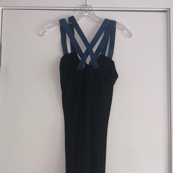 Akiko | Tops | Neimans Black Tank With Blue 0 Leather Straps | Poshmark